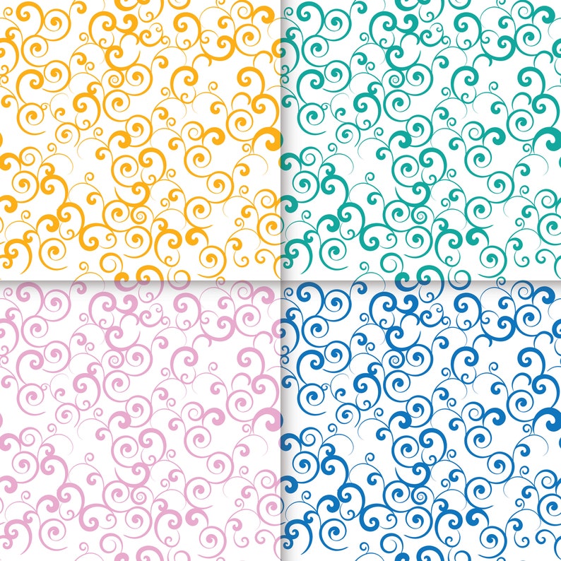 Seamless Swirls Patterns, Seamless Swirls Digital Paper, Seamless ...