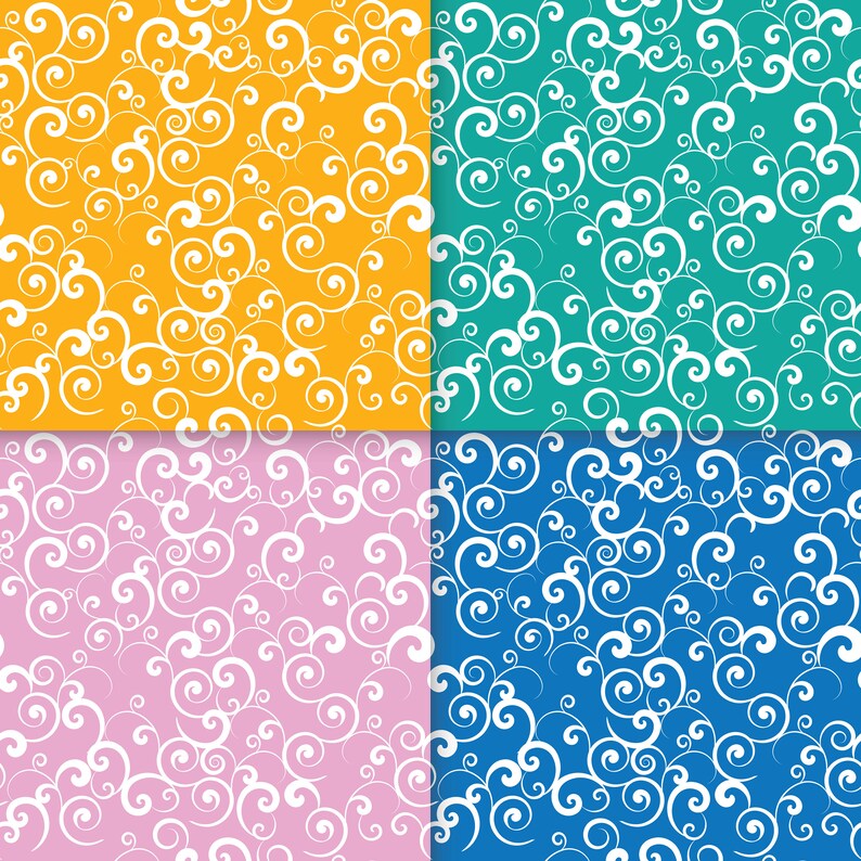 Seamless Swirls Patterns, Seamless Swirls Digital Paper, Seamless ...