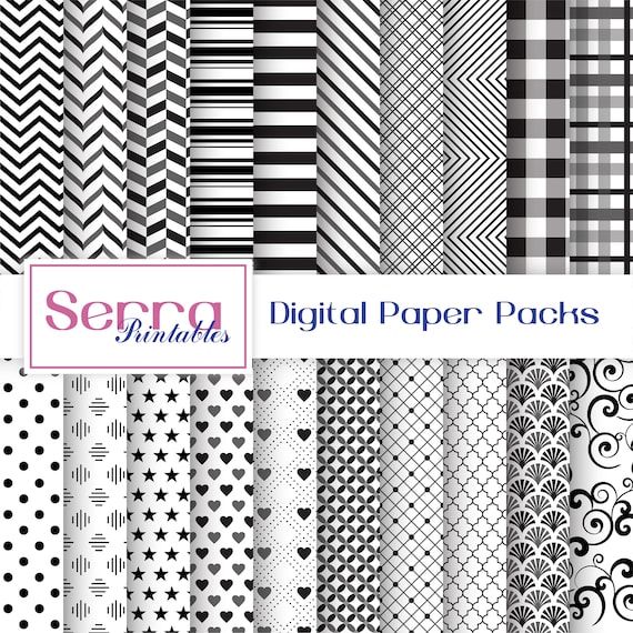 Seamless Black and White Basic Patterns Seamless Black and | Etsy