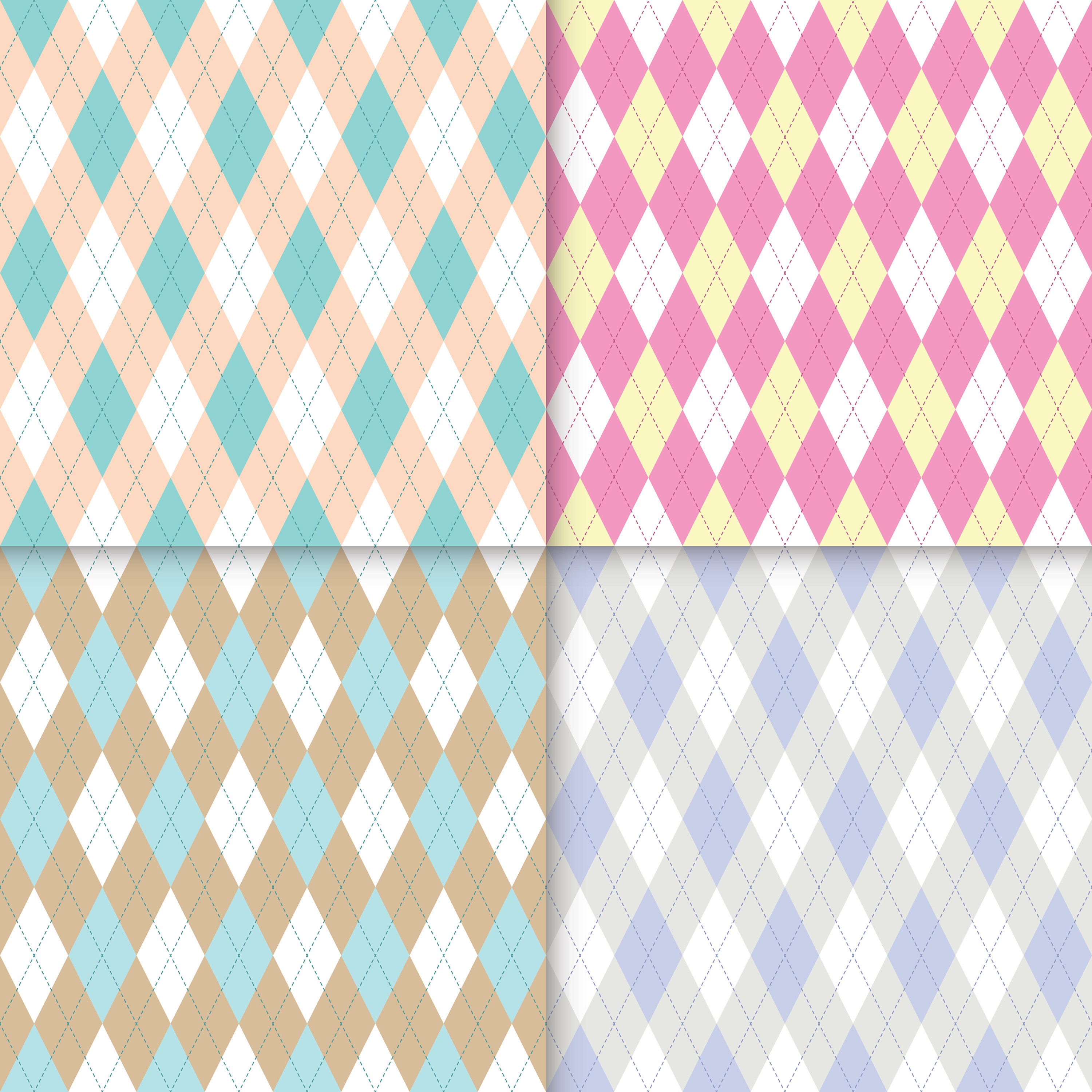 Seamless Argyle Patterns, Seamless Argyle Digital Paper, Seamless ...