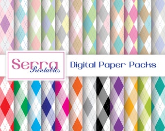 Rainbow Argyle Digital Paper for Scrapbooking Paper Crafting - Etsy