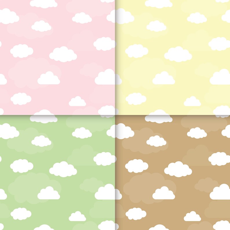 Seamless Clouds Patterns, Seamless Clouds Digital Paper, Seamless ...