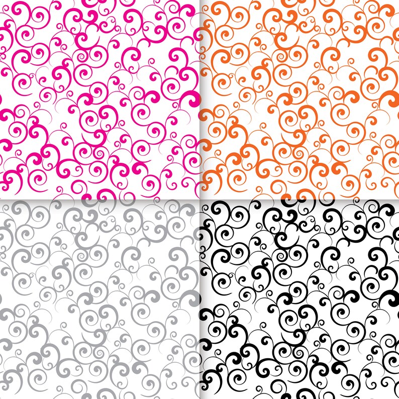 Seamless Swirls Patterns, Seamless Swirls Digital Paper, Seamless ...