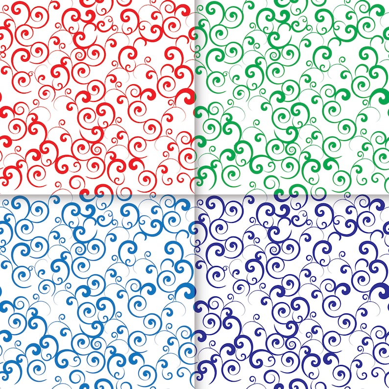 Seamless Swirls Patterns, Seamless Swirls Digital Paper, Seamless ...