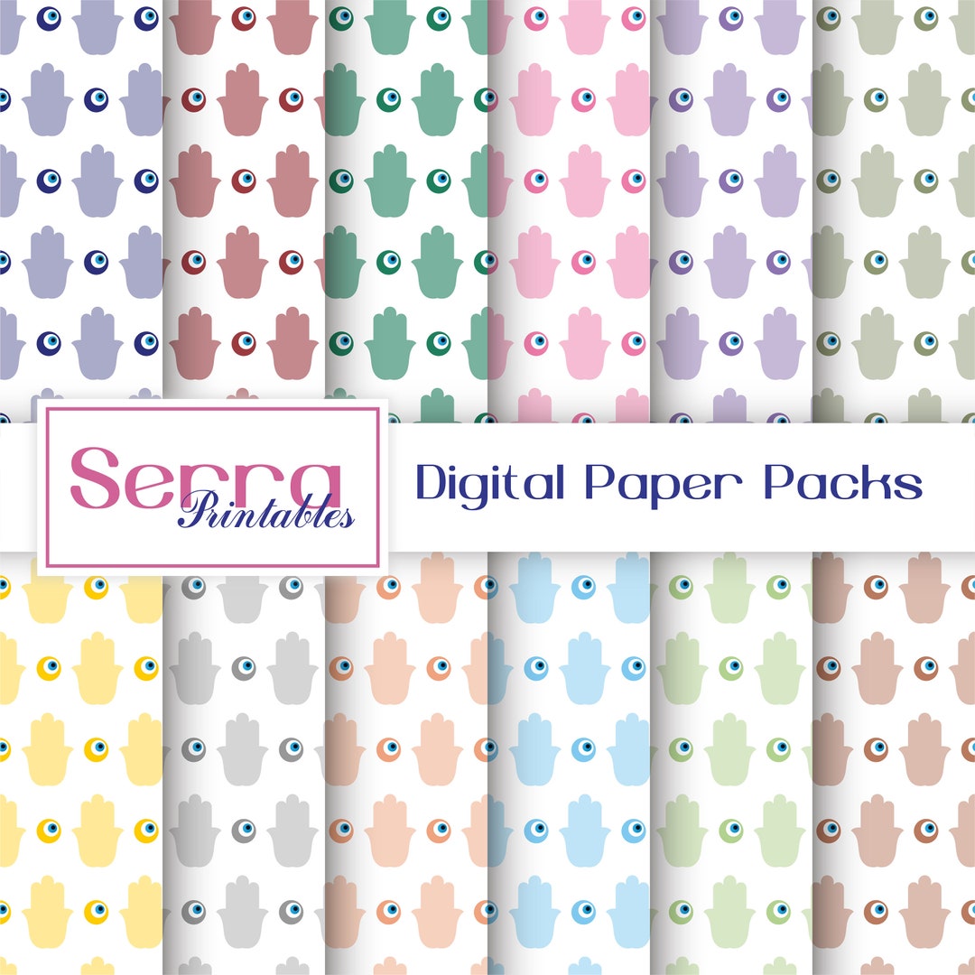 Seamless Hand of Fatima Amulet Patterns, Seamless Nazar Amulet Digital ...