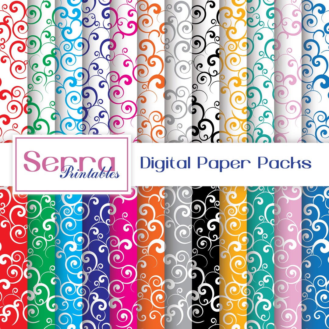 Seamless Swirls Patterns, Seamless Swirls Digital Paper, Seamless ...