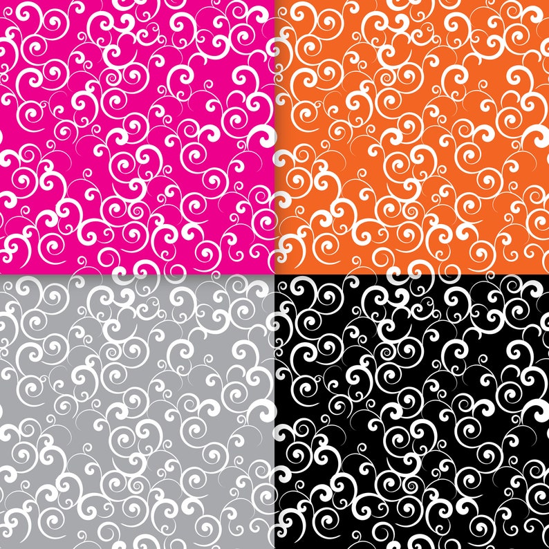 Seamless Swirls Patterns, Seamless Swirls Digital Paper, Seamless ...