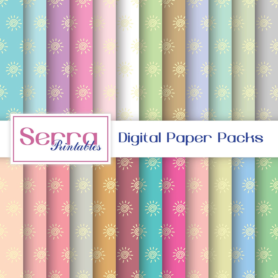 Seamless Pastel Sun Patterns, Seamless Pastel Sun Digital Paper ...