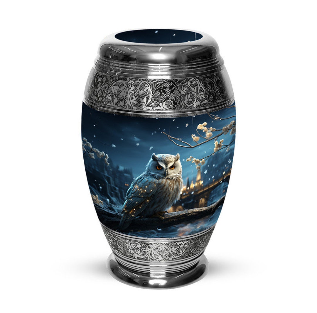 Handmade White Owl Cremation Urns for Human Ashes With Snowy - Etsy