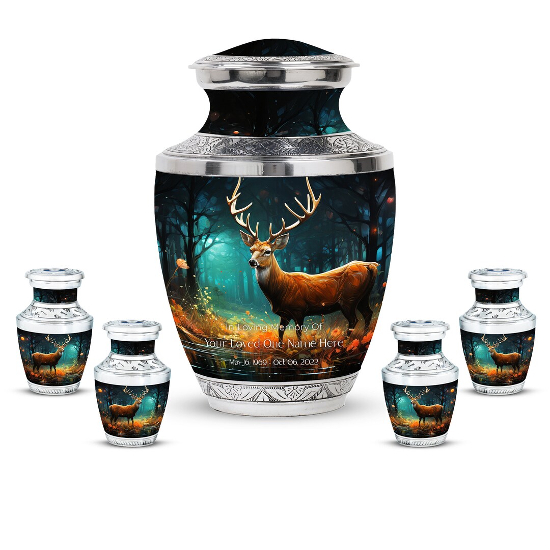 Majestic Forest Deer Cremation Urn – Elegant Mystic Woodland Memorial ...