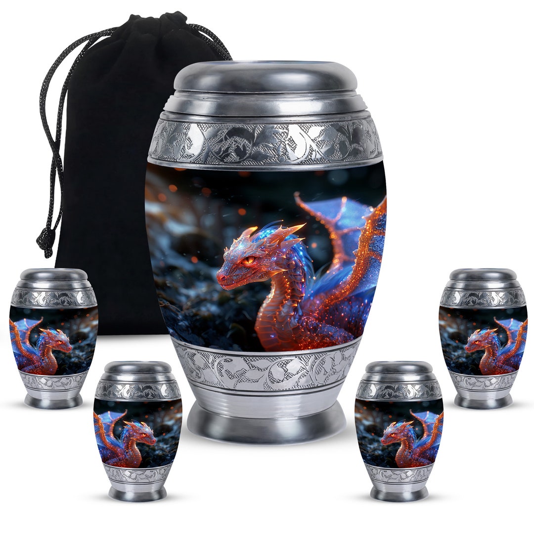 Fiery Red Dragon Cremation Urn for Human Ashes Adult With Velvet Pouch ...