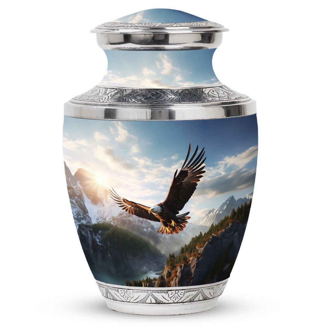 Cremation Urn Blue Valley Eagle Keepsake Drop Urn Elegant Memorial for ...