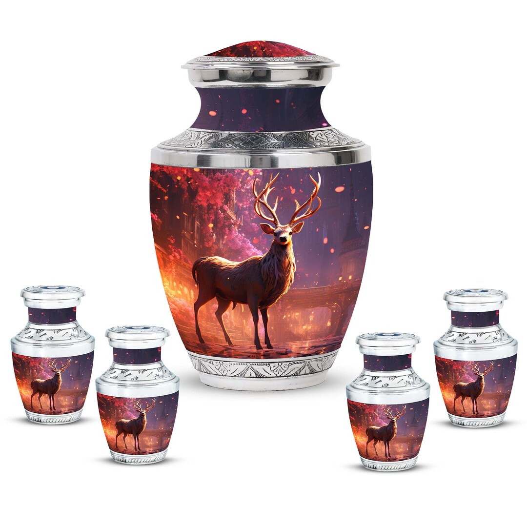 Majestic Stag Cremation Urn Set Stag in Sunset Funeral Urn Upto 200 ...