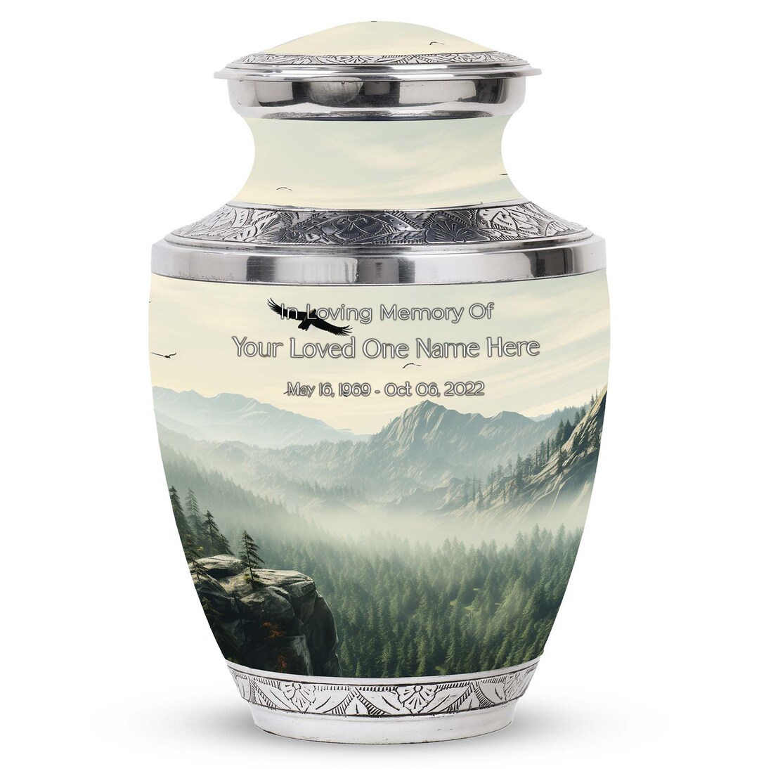Handcrafted Mountain Landscape Cremation Urns for Adult Women and Men ...