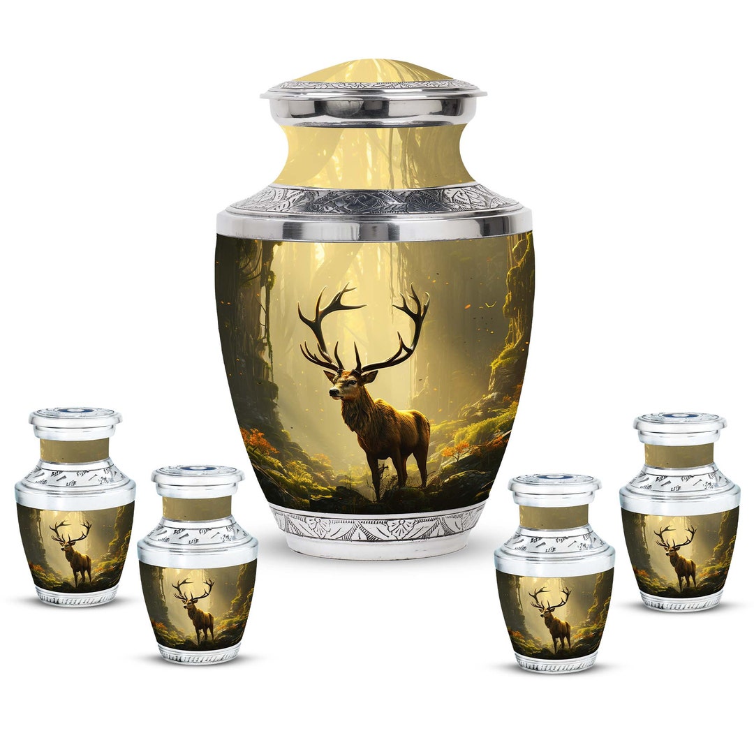 Personalized Forest Sunset Stag Cremation Urn Upto 200 Cubic Inches ...