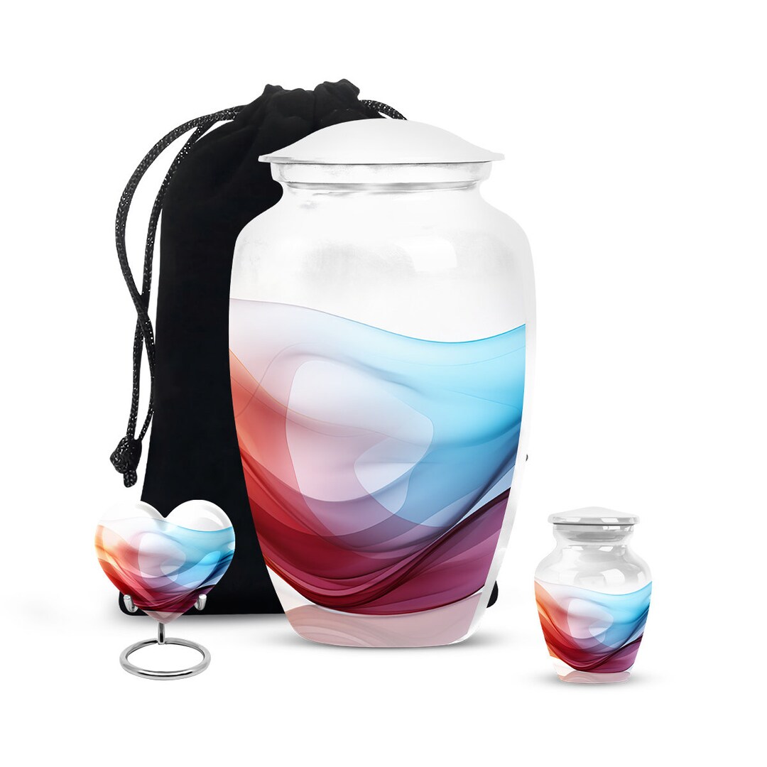 Modern Love Waves Heart Urn With Colorful Design Cremation Urns for ...