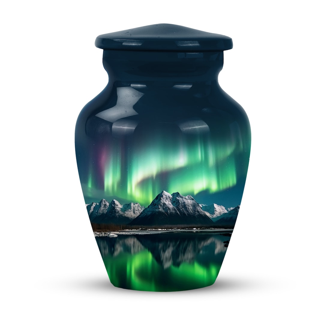 Personalized Aurora Borealis Dark Cremation Urn Nature Scene Funeral ...