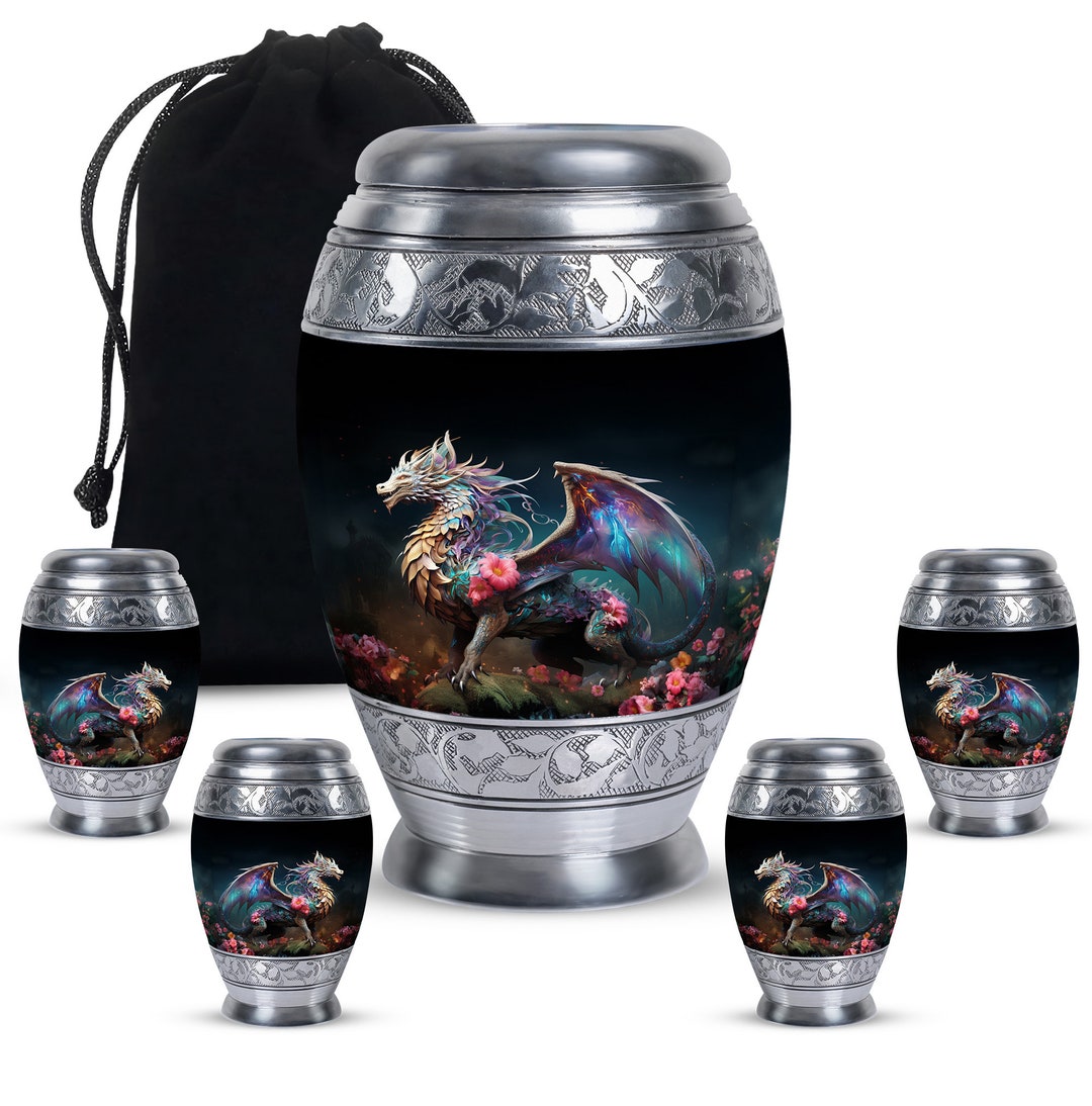 Enchanted Dragon and Cherry Blossom Cremation Urn up to 200 Cubic ...