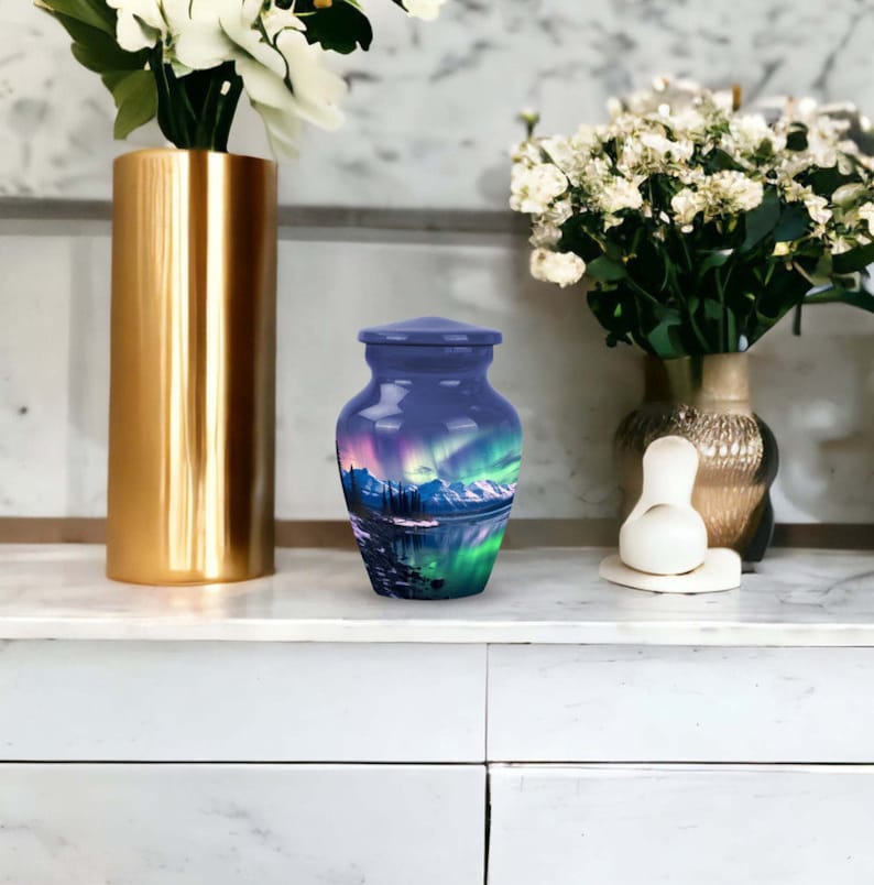Majestic Northern Lights Memorial Urn A Tribute to Serenity Engrave ...