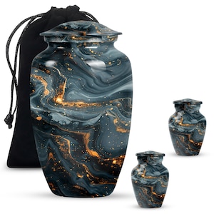 Midnight Galaxy Urn for Ashes Blue and Gold Swirl Decorative Funeral ...