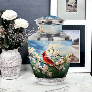 Engrave Spring Blossom Cardinal Bird Cremation Urn Upto 200 Cubic ...