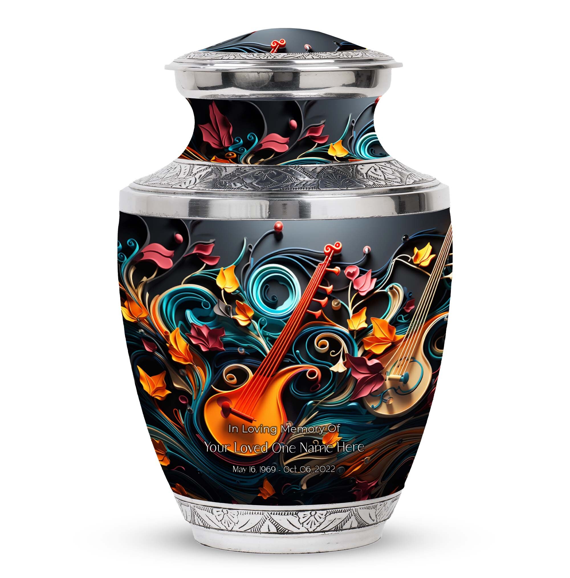 Musical Instruments Vivid Artwork Baby Urns for Ashes Upto 200 Cubic ...