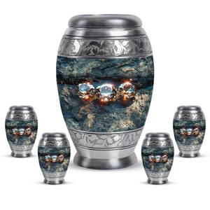 Sparkling Blue Marble Urn With Diamonds Upto 200 Cubic Inches Beautiful ...
