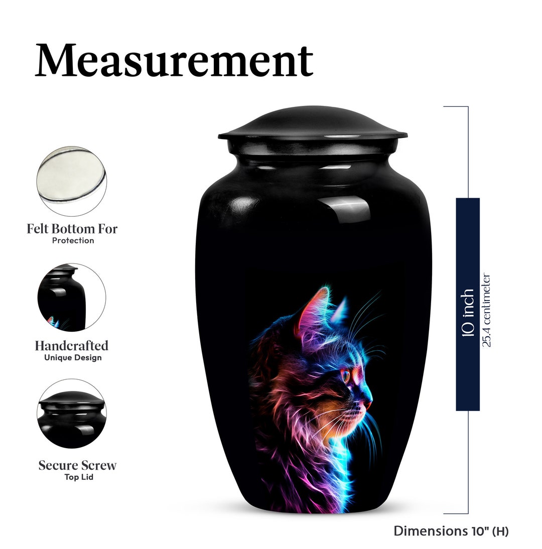 Personalized Cosmic Neon Cat Burial Urns for Adult Human Ashes Upto 200 ...