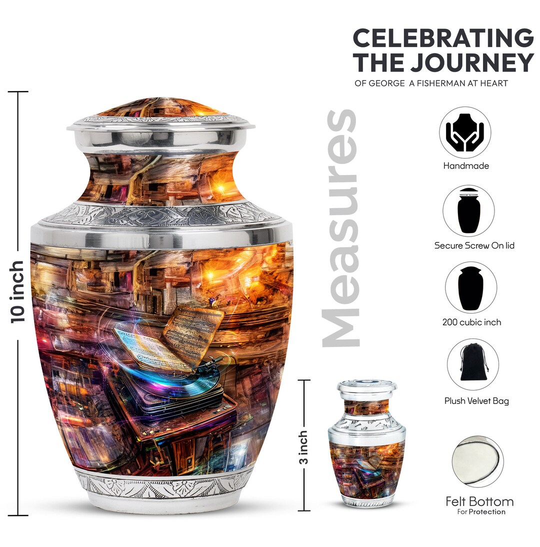 Handcrafted Red-gold Music Lover Urn - Unique Silver and Red-gold ...