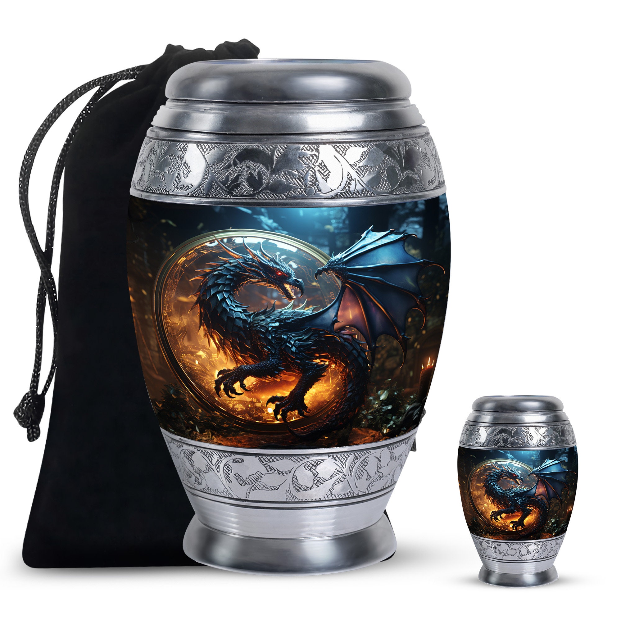 Midnight Sapphire Dragon Large Urns for Human Ashes Adult Male Upto 200 ...