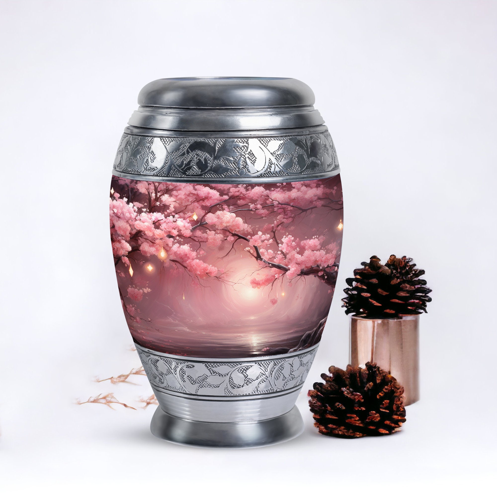 Handmade Pink Floral Spring Cremation Urn for Human Ashes Upto 200 ...