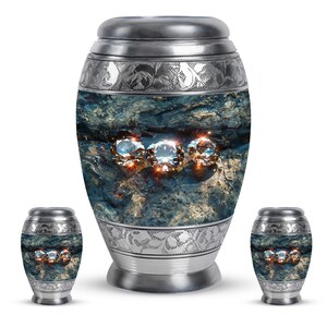 Sparkling Blue Marble Urn With Diamonds Upto 200 Cubic Inches Beautiful ...
