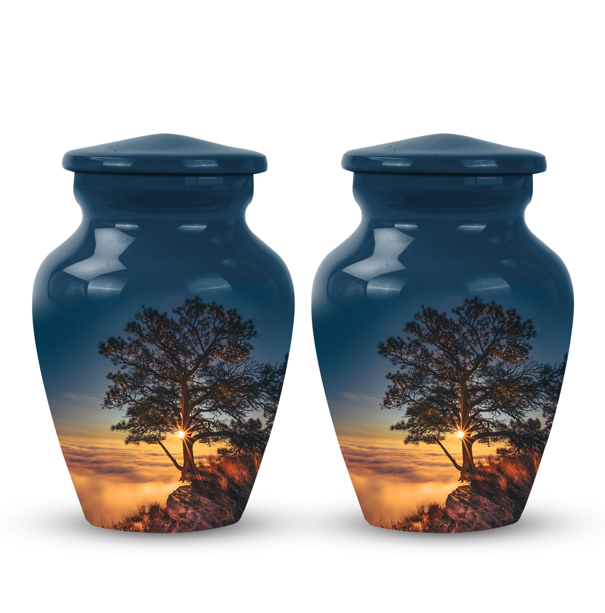 Nature-inspired Aluminum Urn With Sunset Tree Adult Male Dad, 1-200 ...