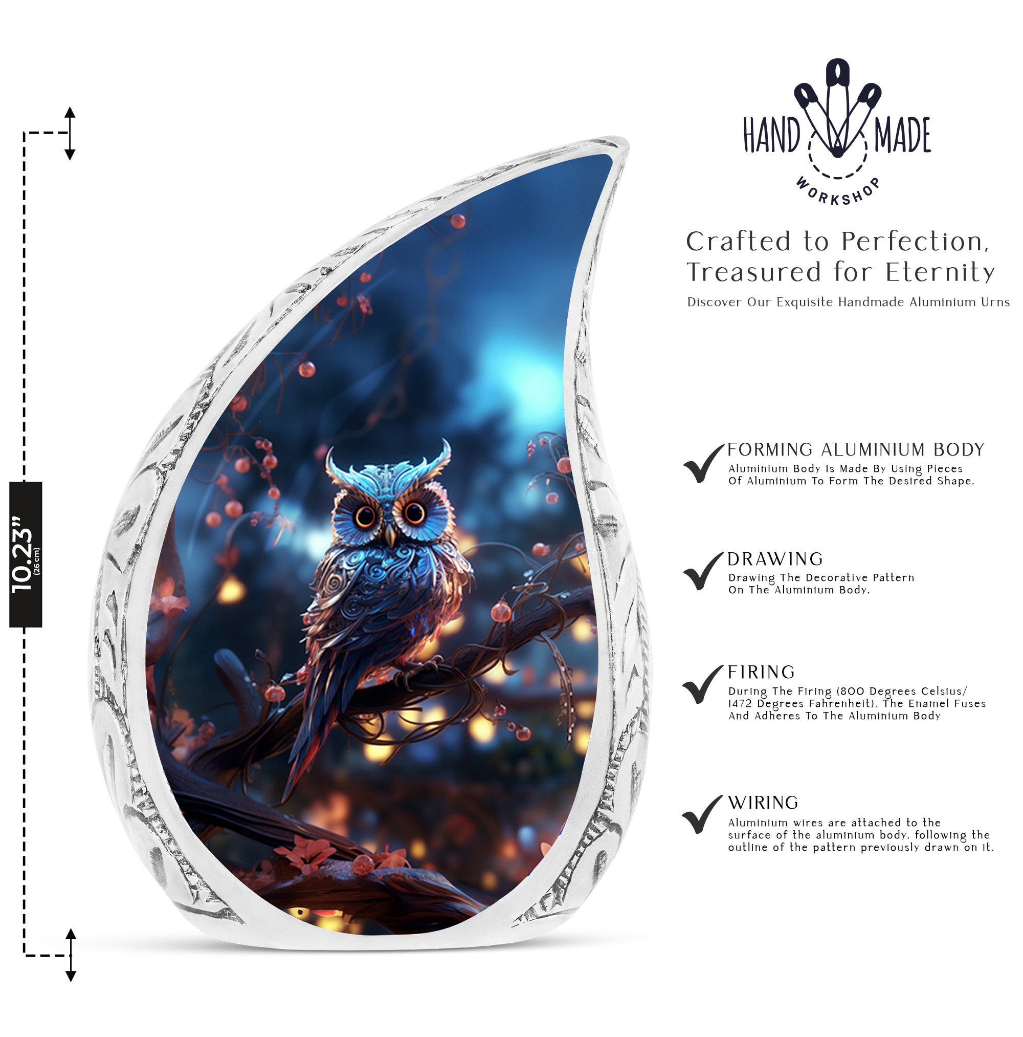 Enchanted Twilight Owl Keepsake in Teardrop Urns for Ashes Adult Female ...