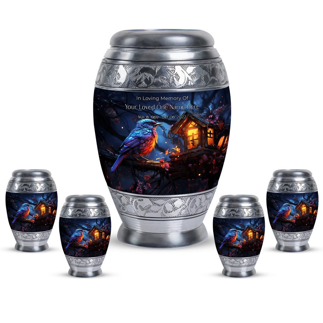 Enchanted Colorful Bird Magical Forest Cremation Urn Human Ashes Upto ...