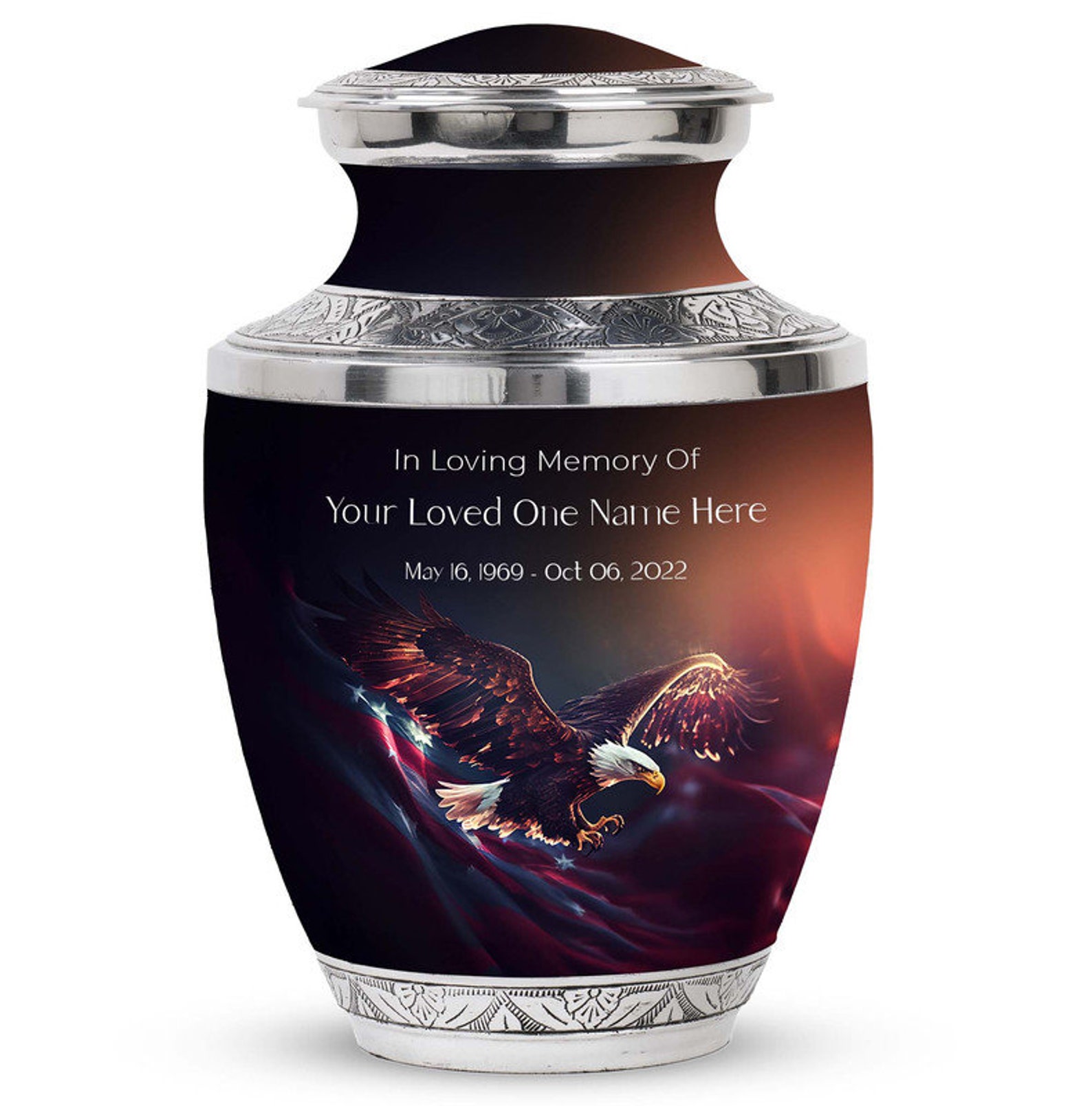 Elegant Memorial Urns With a Soaring Eagle and American Flag 1 to 200 ...