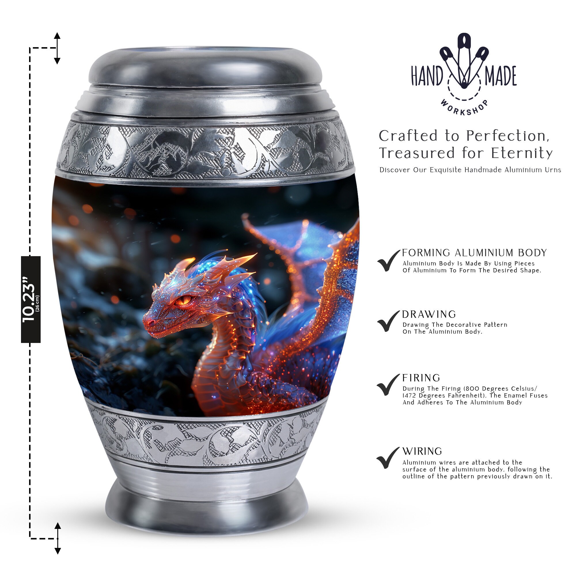 Fiery Red Dragon Cremation Urn for Human Ashes Adult With Velvet Pouch ...