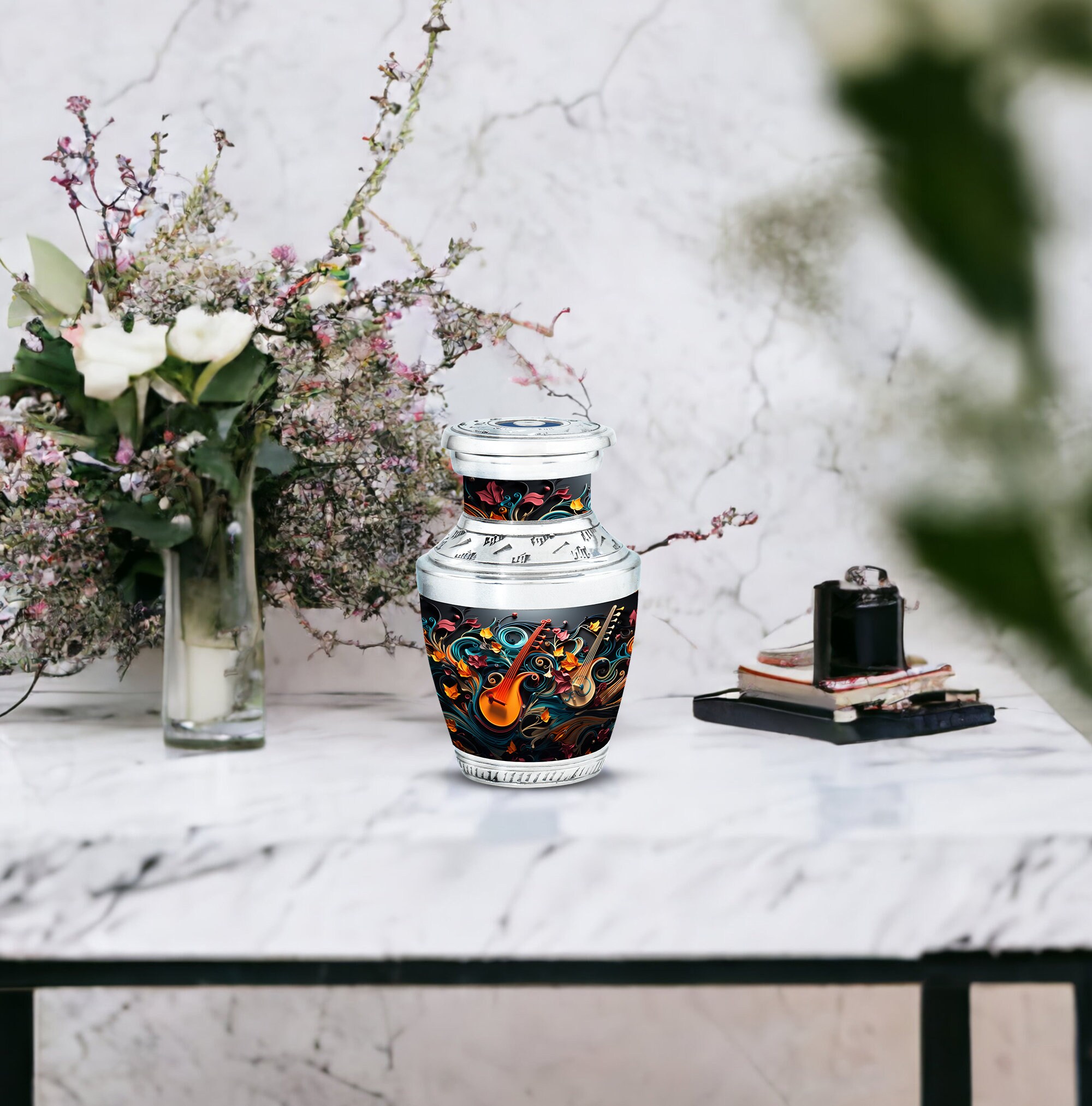 Musical Instruments Vivid Artwork Baby Urns for Ashes Upto 200 Cubic ...
