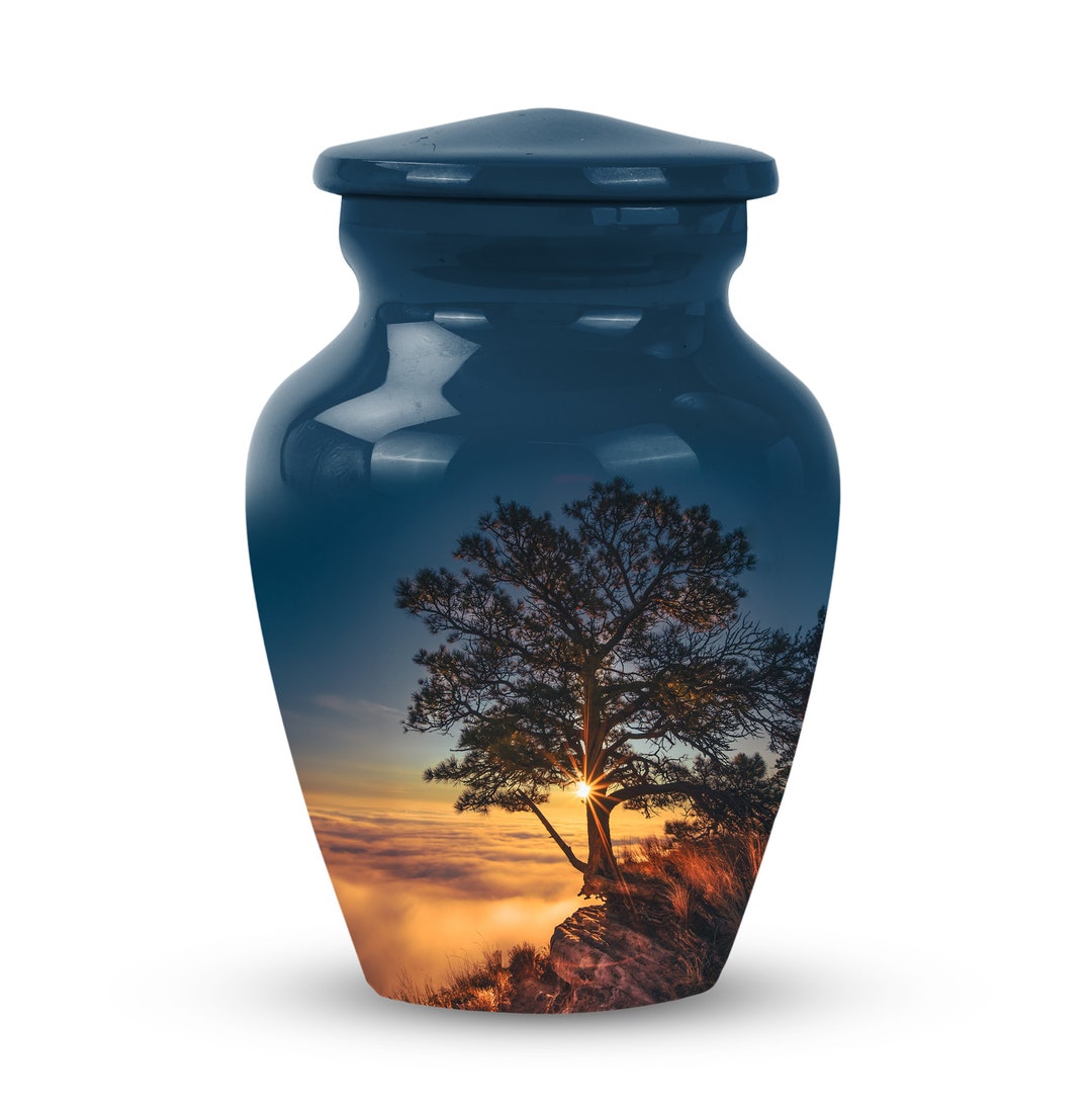 Nature-inspired Aluminum Urn With Sunset Tree - Adult Male Dad, 1-200 ...