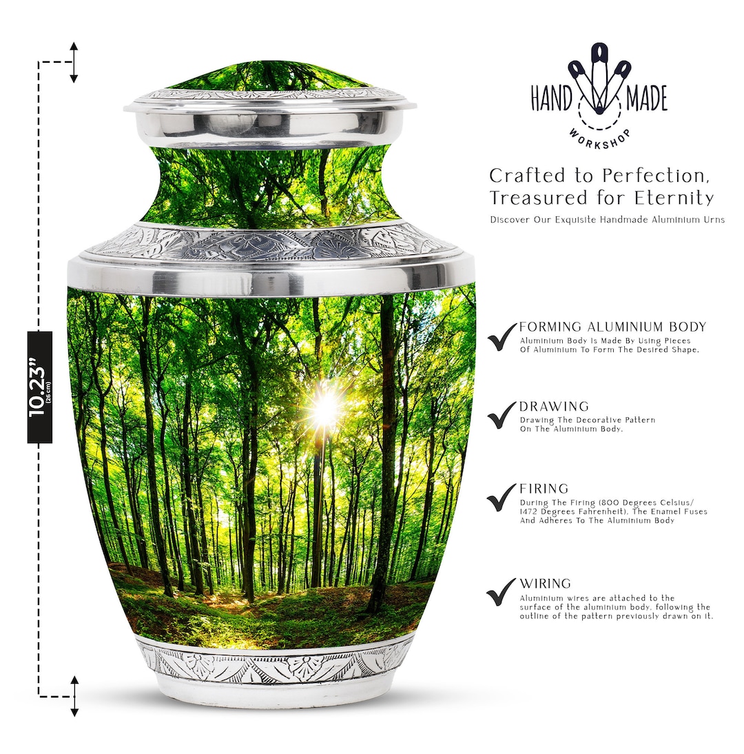 Cremation Urn With Forest Sunlight Woodland Scene Upto 200 Cubic Inches ...