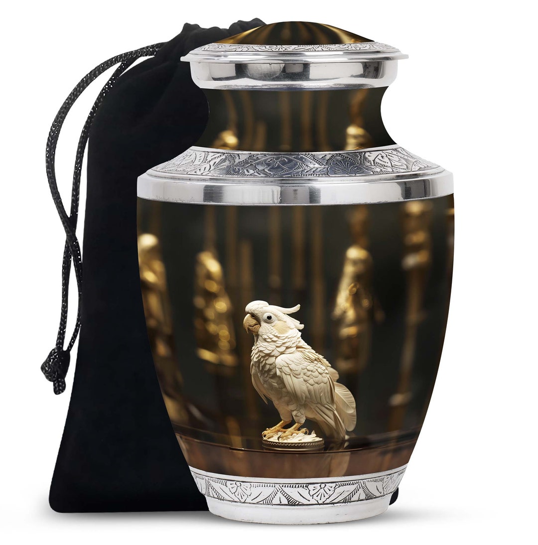 Black Parrot Bird Themed Urn Small for Human Ashes Upto 200 Cubic ...