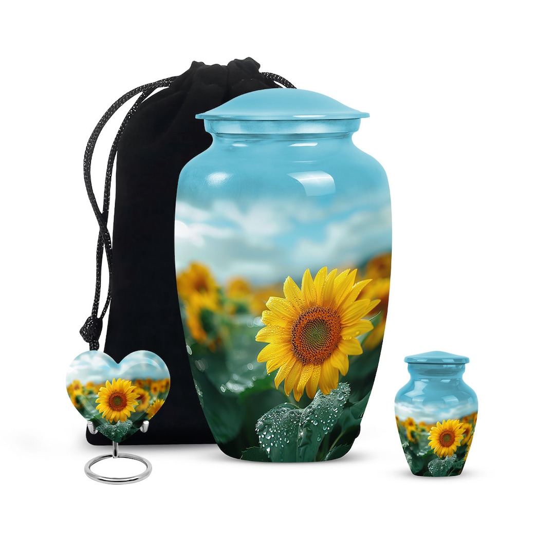 Sunshine Yellow Sunflower Urns for Human Ashes Small Size Keepsake ...