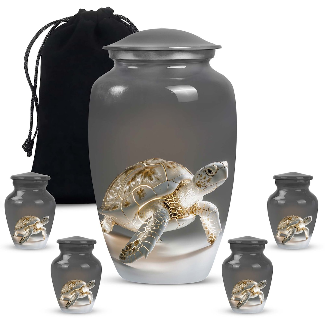 Graceful Journey Turtle Cremation Funeral Urn - Gentle Gray Oceanic ...