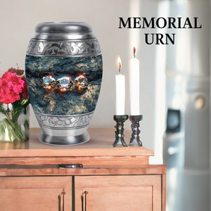 Sparkling Blue Marble Urn With Diamonds Upto 200 Cubic Inches Beautiful ...