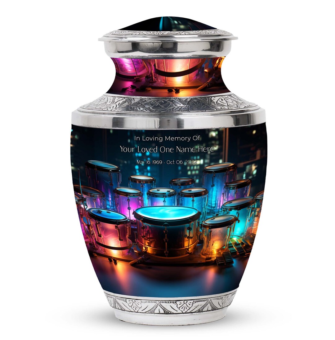 Vibrant Music Rock Band Memorial Keepsakes for Ashes Upto 200 Cubic ...