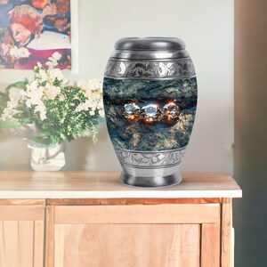 Sparkling Blue Marble Urn With Diamonds Upto 200 Cubic Inches Beautiful ...