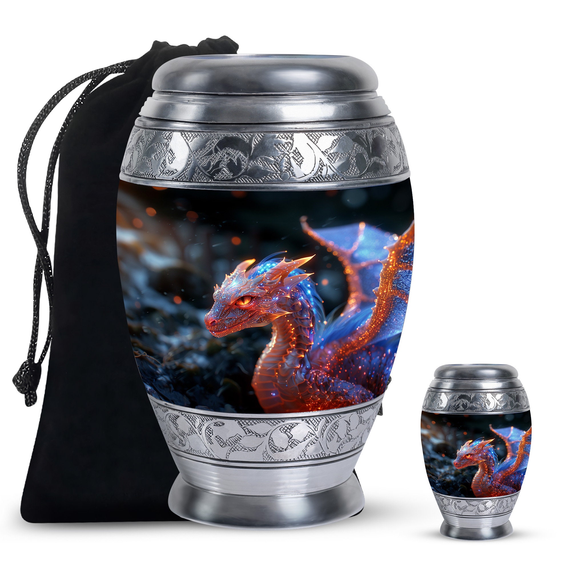 Fiery Red Dragon Cremation Urn for Human Ashes Adult With Velvet Pouch ...