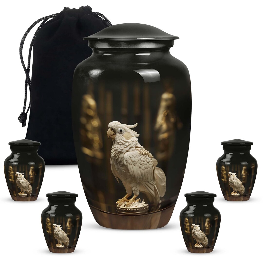 Classic Parrot Funeral Urns for Adults Ashes - White and Black With ...