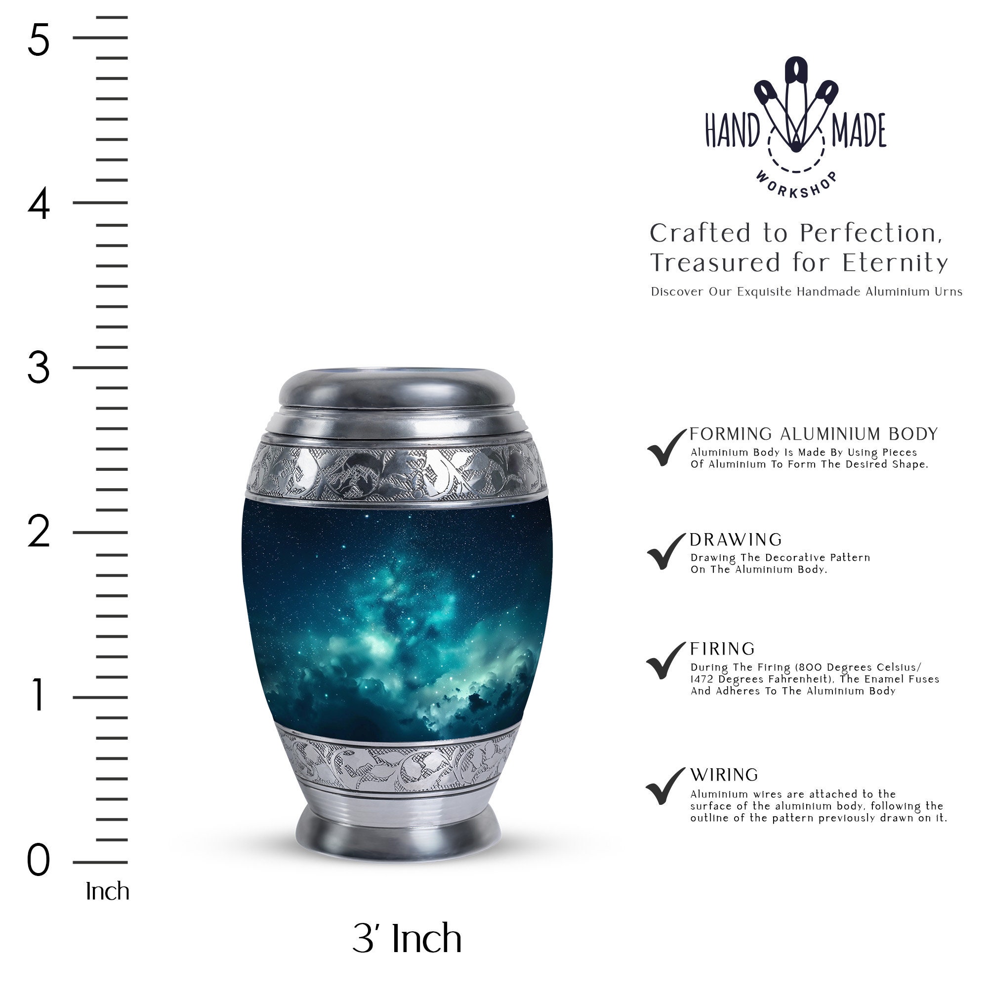 Starry Night Sky Urn Urn for Ashes Adult Male Upto 200 Cubic Inches ...
