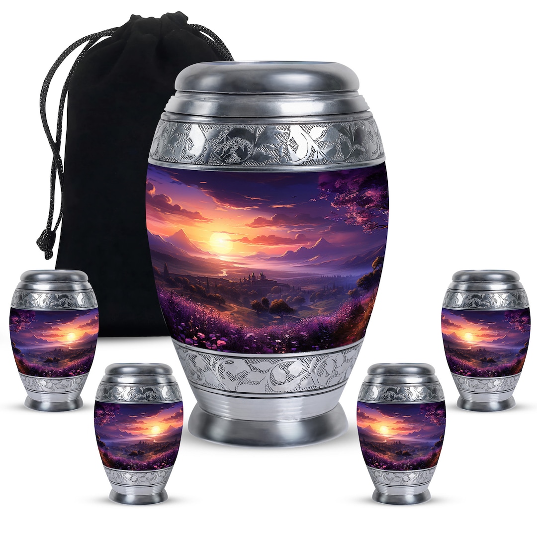 Mountain Evening Glow Sunset Keepsake Urn for Human Ashes With Velvet ...
